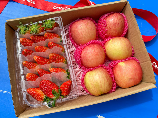 Gift Box Fuji Apples and Korean Strawberries 330g - Crate2Plate